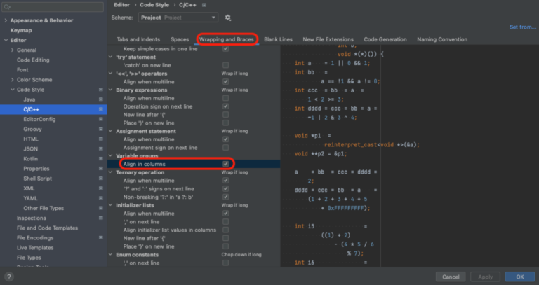 Android StudioでC++ファイルにおける変数宣言のインデントを揃える｜TechTopic